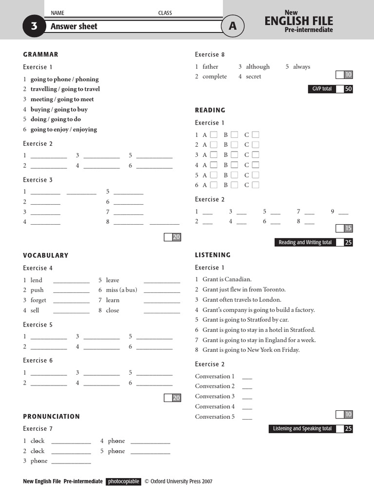 Nef Preint Filetest 3a Answersheet | PDF