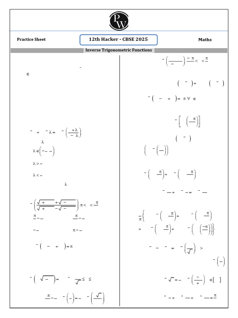 Inverse Trigonometric Functions Practice Pdf Trigonometric 4399