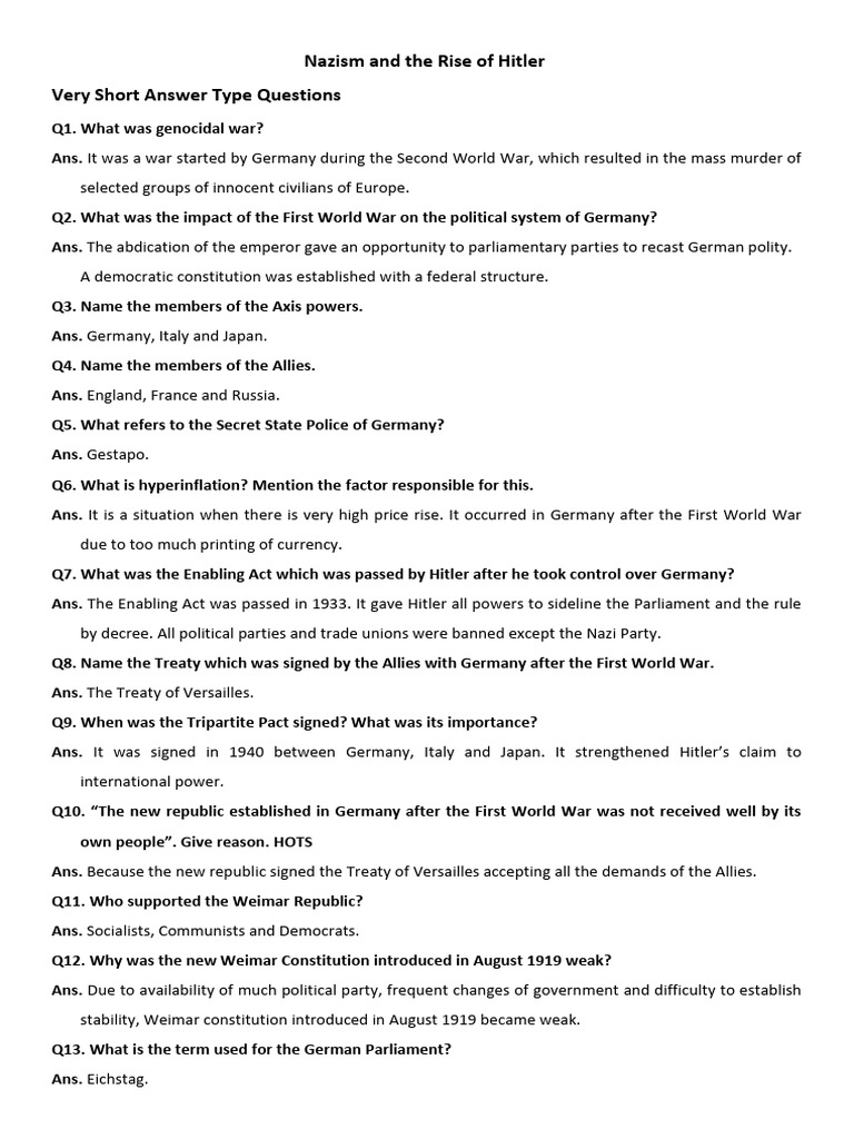 Nazism and Rise of Hitler PDF | PDF | Nazi Germany | Weimar Republic