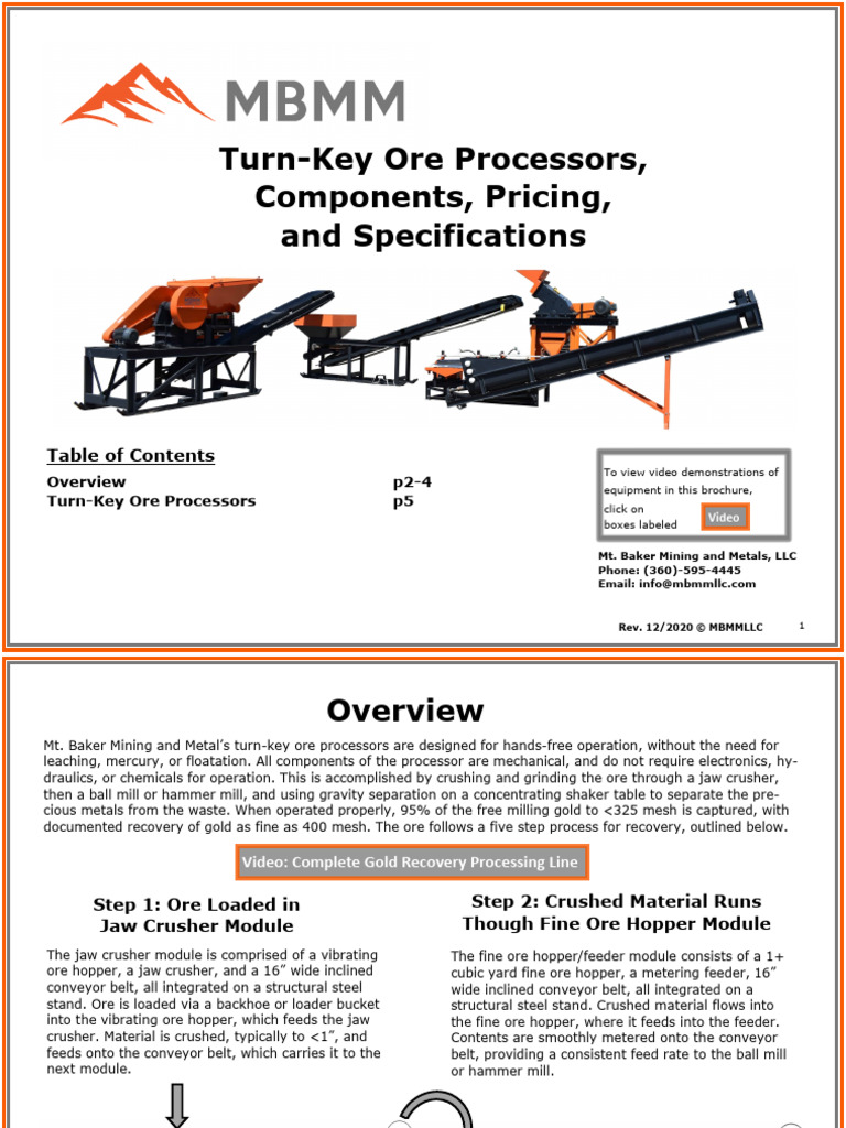 Turnkey Ore Processor Brochure | PDF | Mill (Grinding) | Materials