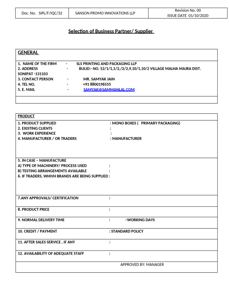 Selection of Business Partner SAMYAK | PDF | Business Process