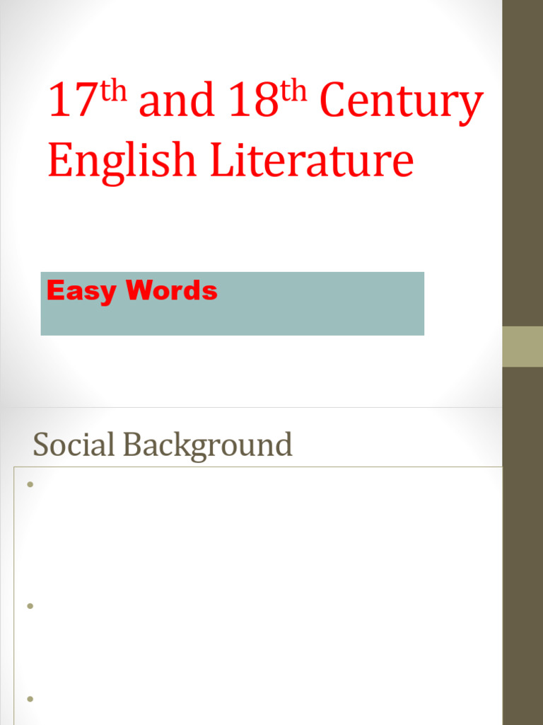 17th and 18th Century English Literature | PDF