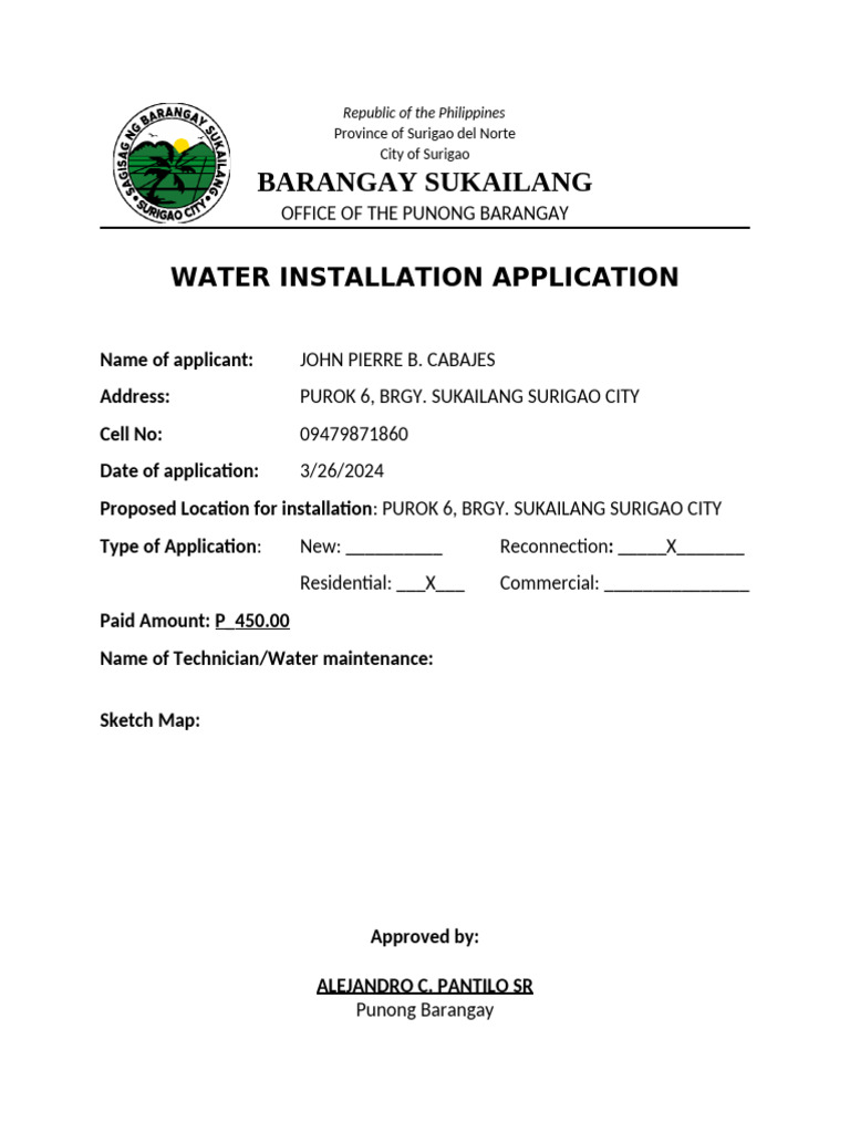 Water Application Form | PDF