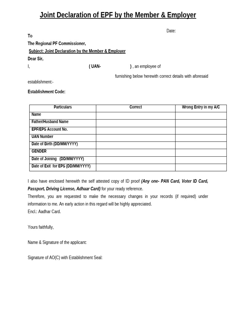 Joint Declaration For Correction in DoJ Format | PDF