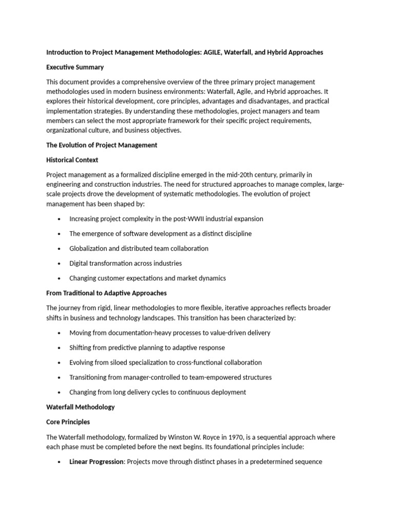 Introduction To Project Management Methodologies | PDF | Agile Software ...