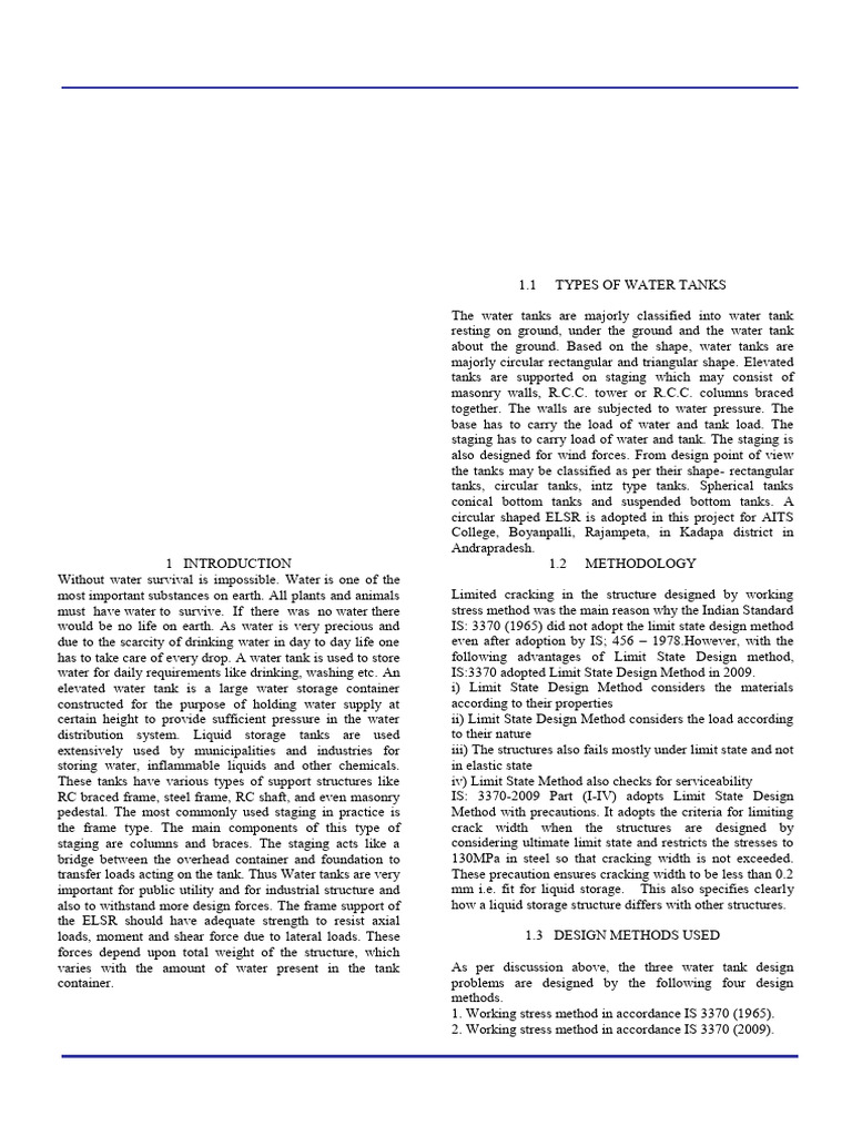 IMP - Design of Elevated Level Storage Reserviour | PDF | Beam ...