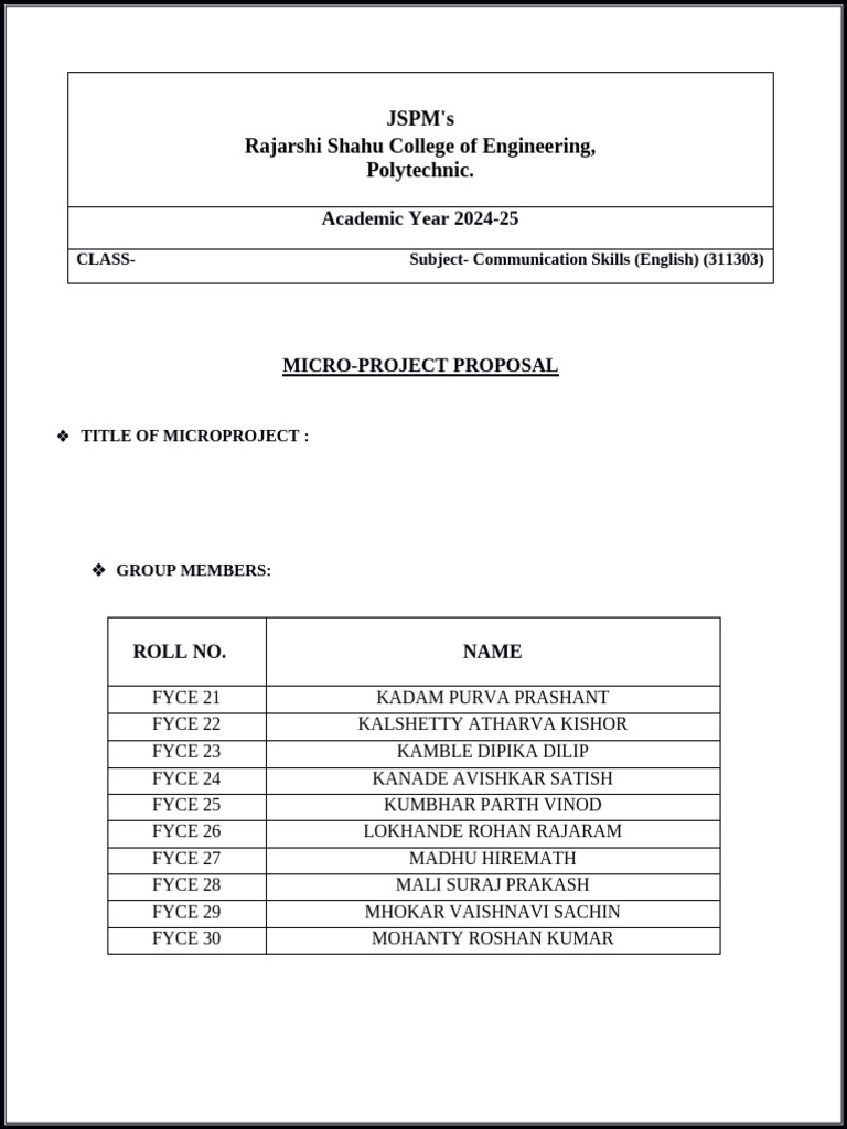 Communication Skills Micro-Project Proposal | PDF