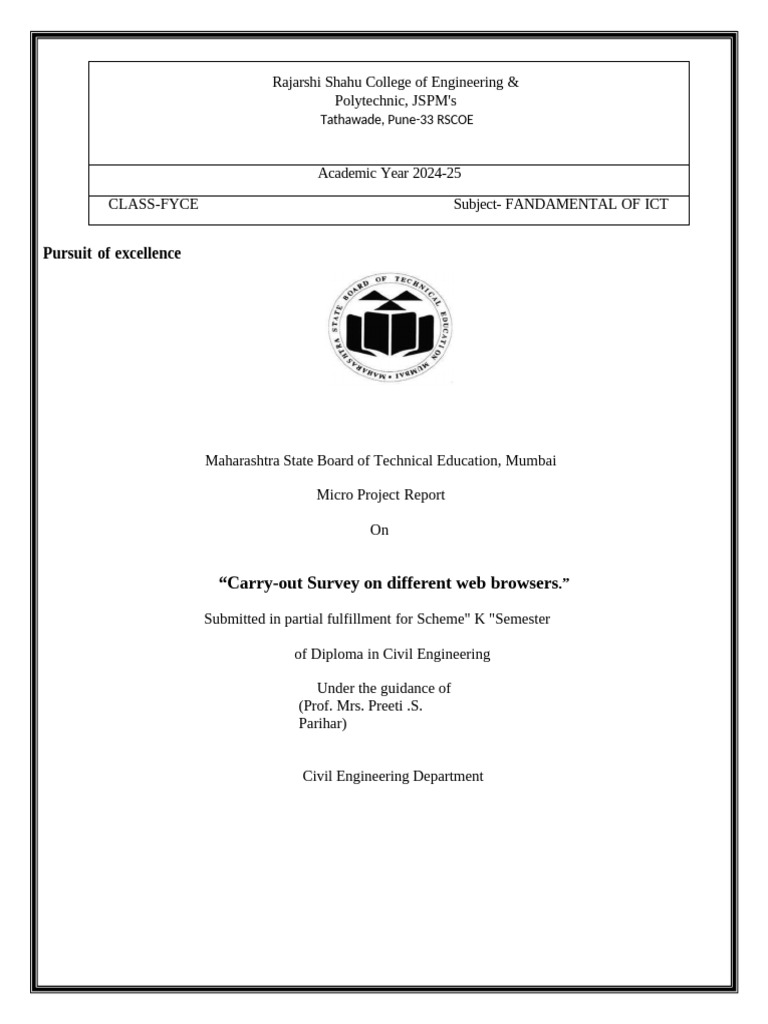 Survey on Web Browsers Micro Project | PDF | World Wide Web | Internet ...