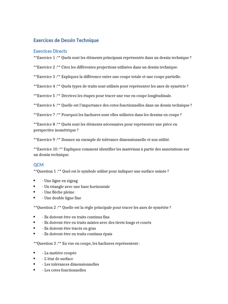Exercices de Dessin Technique PDF | PDF | Dessin technique | Dessin