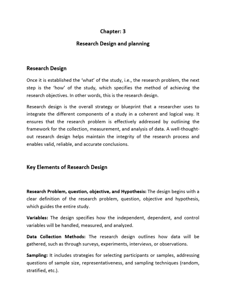 Chapter - 3 (Research Design and Planning) | PDF | Sampling (Statistics) | Research Design