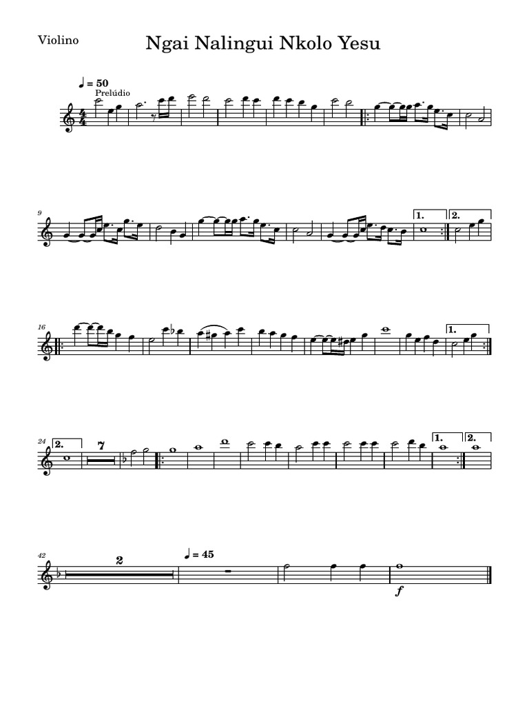 Ngai Nalingui Nkolo Yesu Violino Sheet Music | PDF