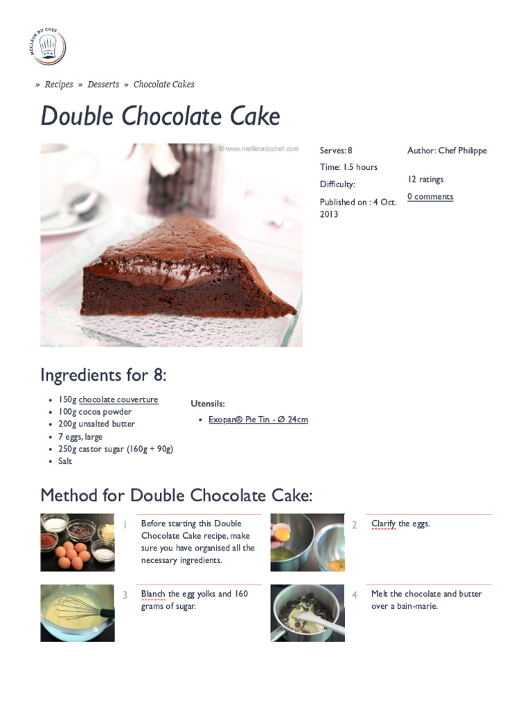 Double Chocolate Cake - Recipe With Images - Meilleur Du Chef | PDF ...