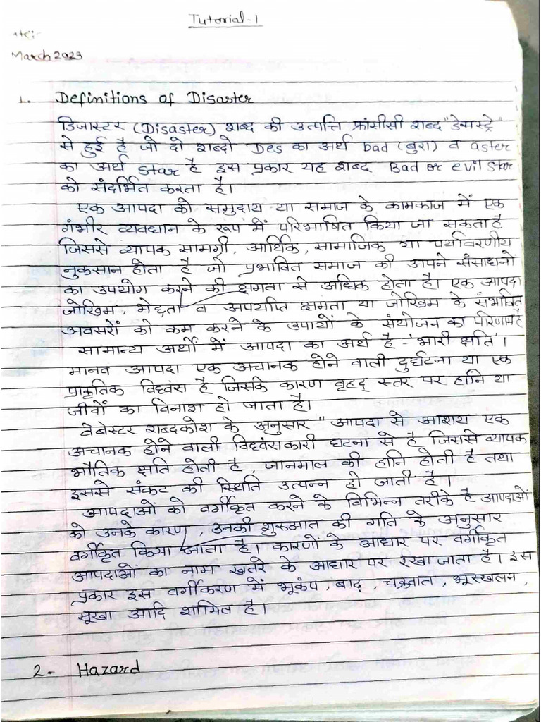 Disaster Management Assignment 1st | PDF