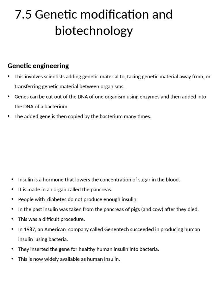 Genetic Modification and Biotechnology Overview | PDF | Genetic ...