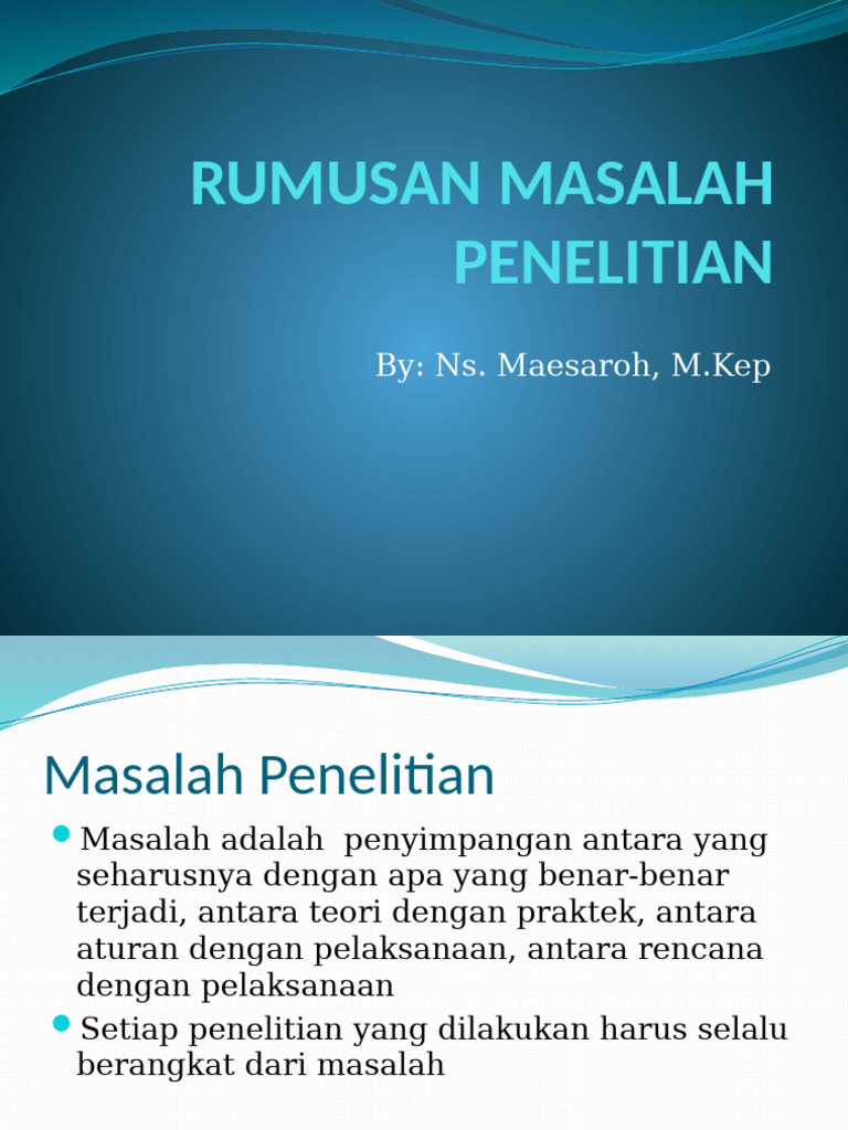 RUMUSAN MASALAH PENELITIAN | PDF