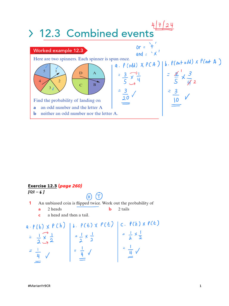 Probability Exercises for Year 9 | PDF | Probability | Applied And ...
