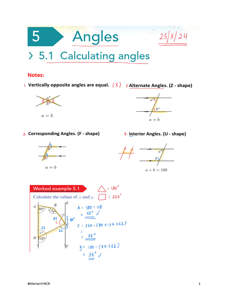 5.1 Calculating Angles LB | PDF | Triangle | Trigonometry
