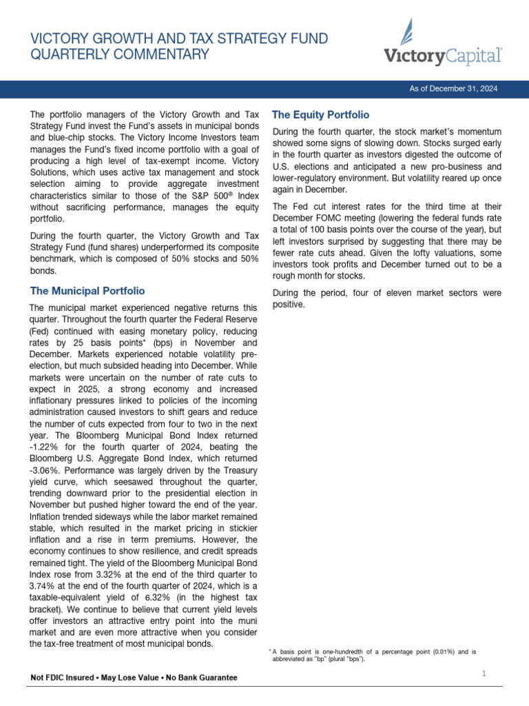 Victory Growth and Tax Strategy Fund 4Q 2024 - Commentary | PDF | Bonds ...