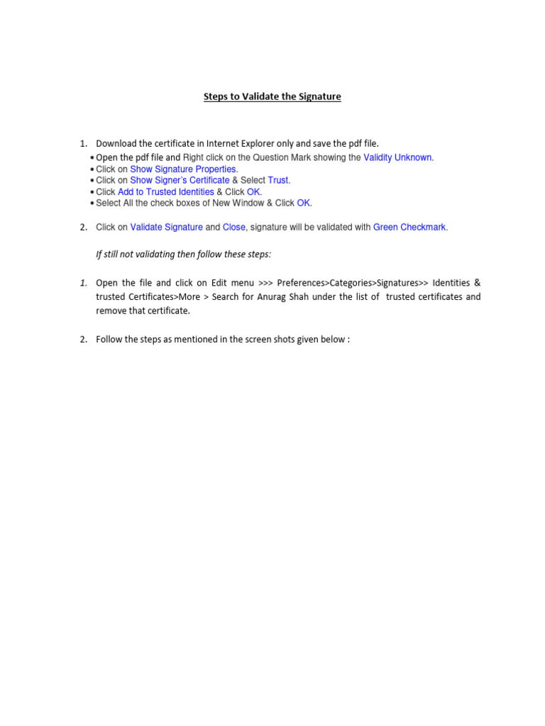 Steps To Verify Digital Certificate | PDF