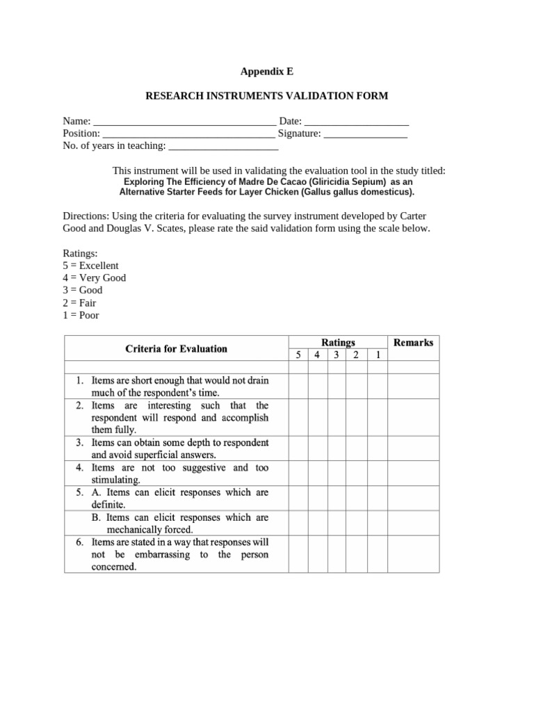 Appendix E Validation Tool Form (1) | PDF Appendix E Validation Tool Form (1) | PDF