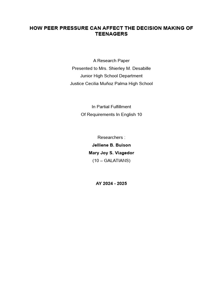 Teen Decision-Making & Peer Pressure | PDF | Adolescence | Decision Making