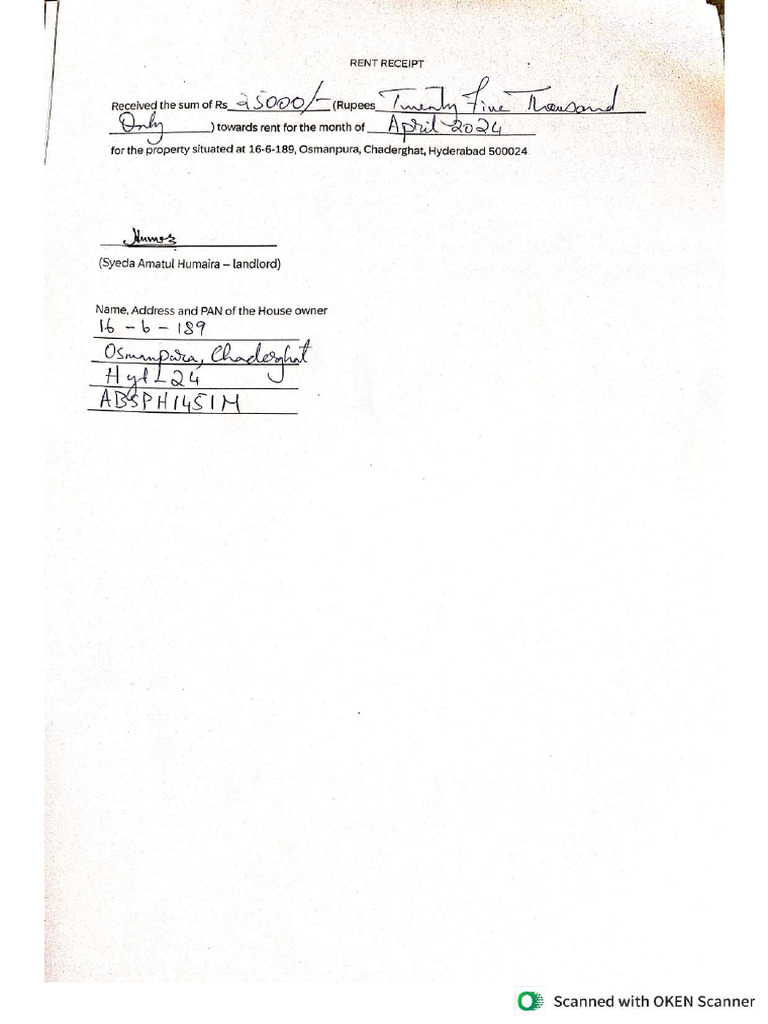 Rent Receipts 2024 - 2025 - Compressed | PDF