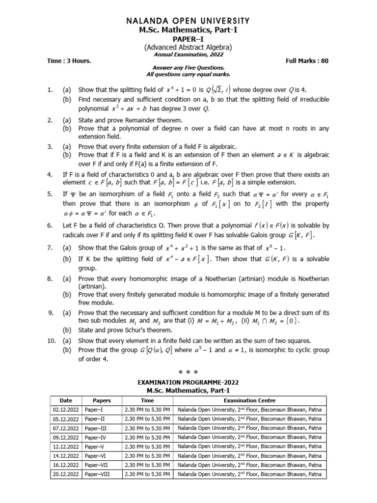 M.Sc. (Mathematics) Part I and II | PDF | Field (Mathematics) | Vector ...