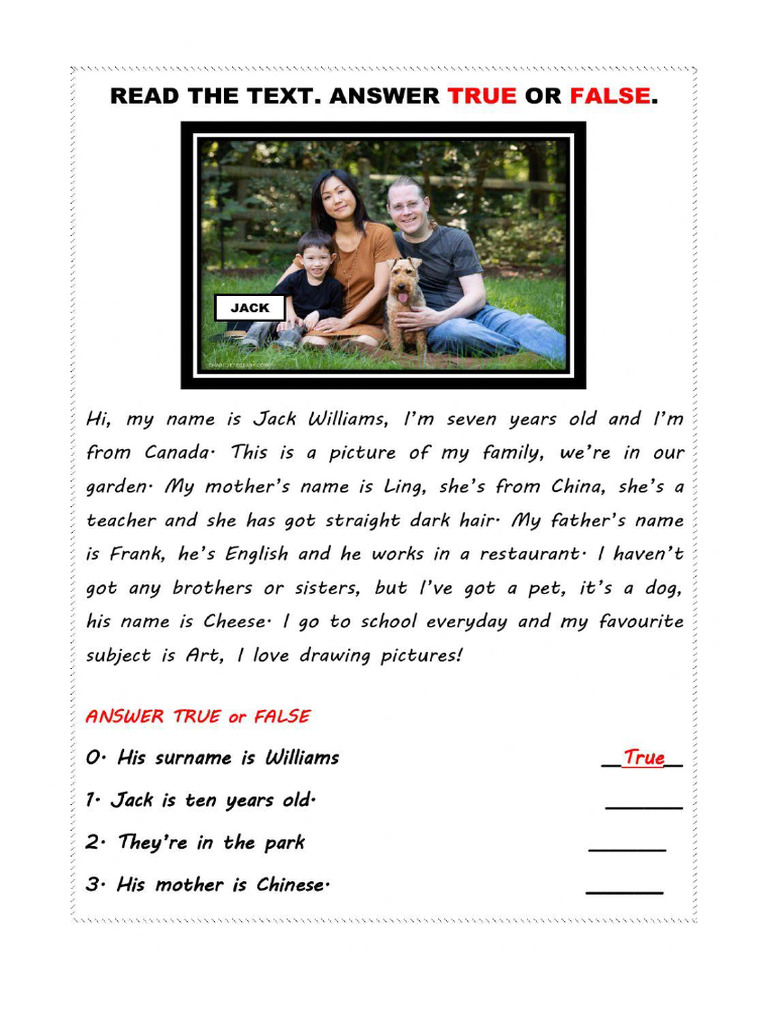 reading true false a1 nr3 | PDF