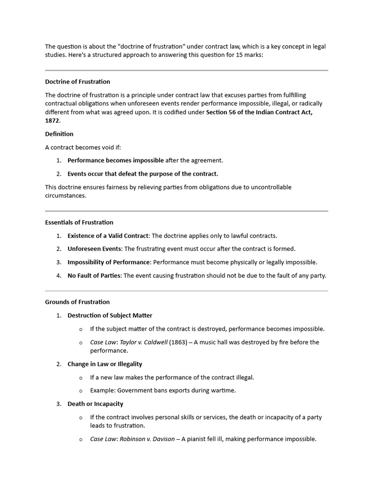 Doctrine of Frustration | PDF | Legal Concepts | Common Law