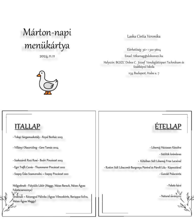 Márton-Napi Menükártya | PDF