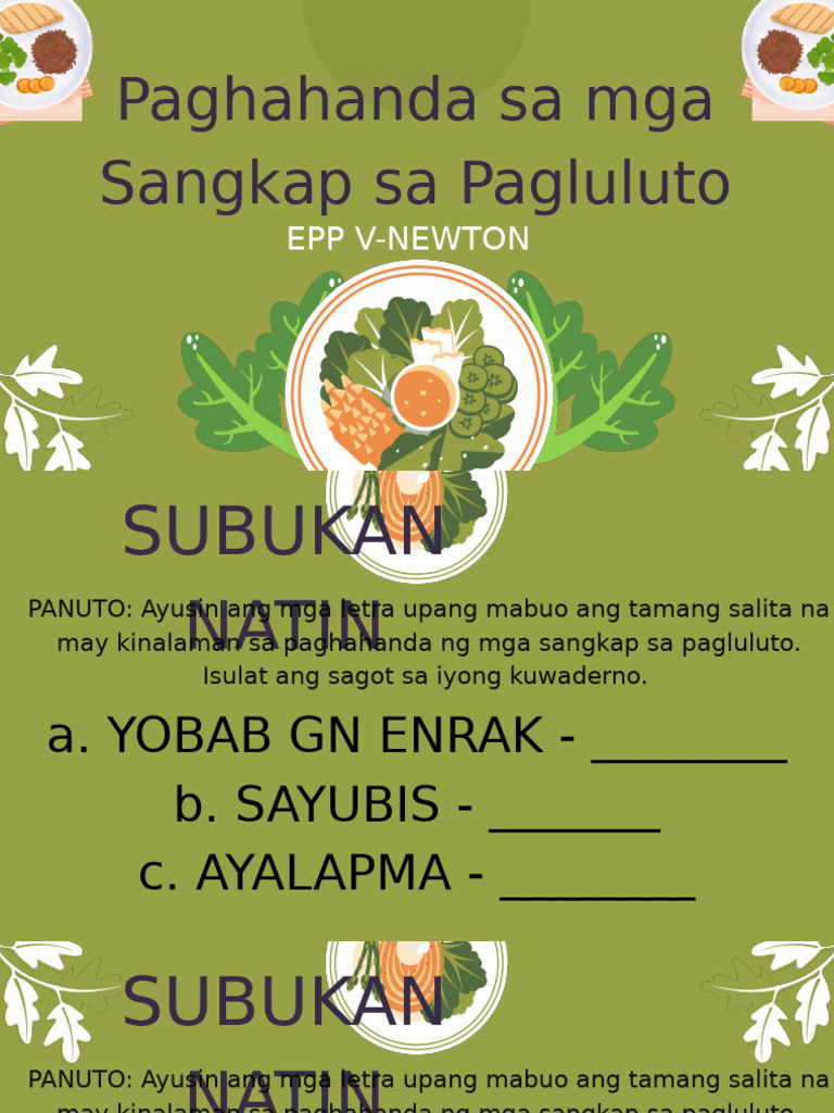 Ppt-Eppv-Newton-He-Q3-Paghahanda Sa Mga Sangkap Sa Pagluluto | PDF