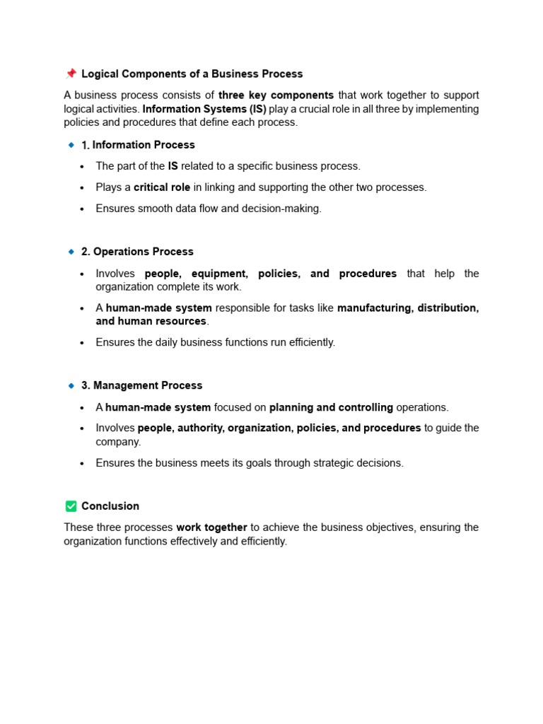 Logical Components of A Business Process Summary | PDF | Information ...