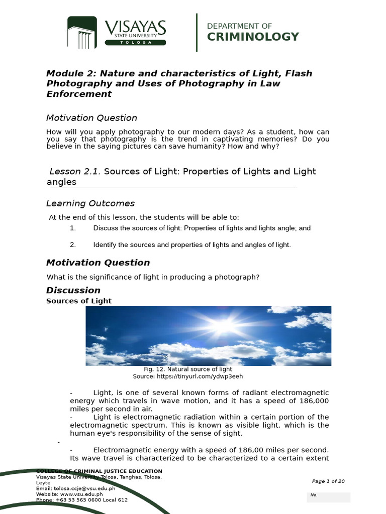 FRSC 101 Module 2 2024 2025 | PDF | Flash (Photography) | Crime Scene