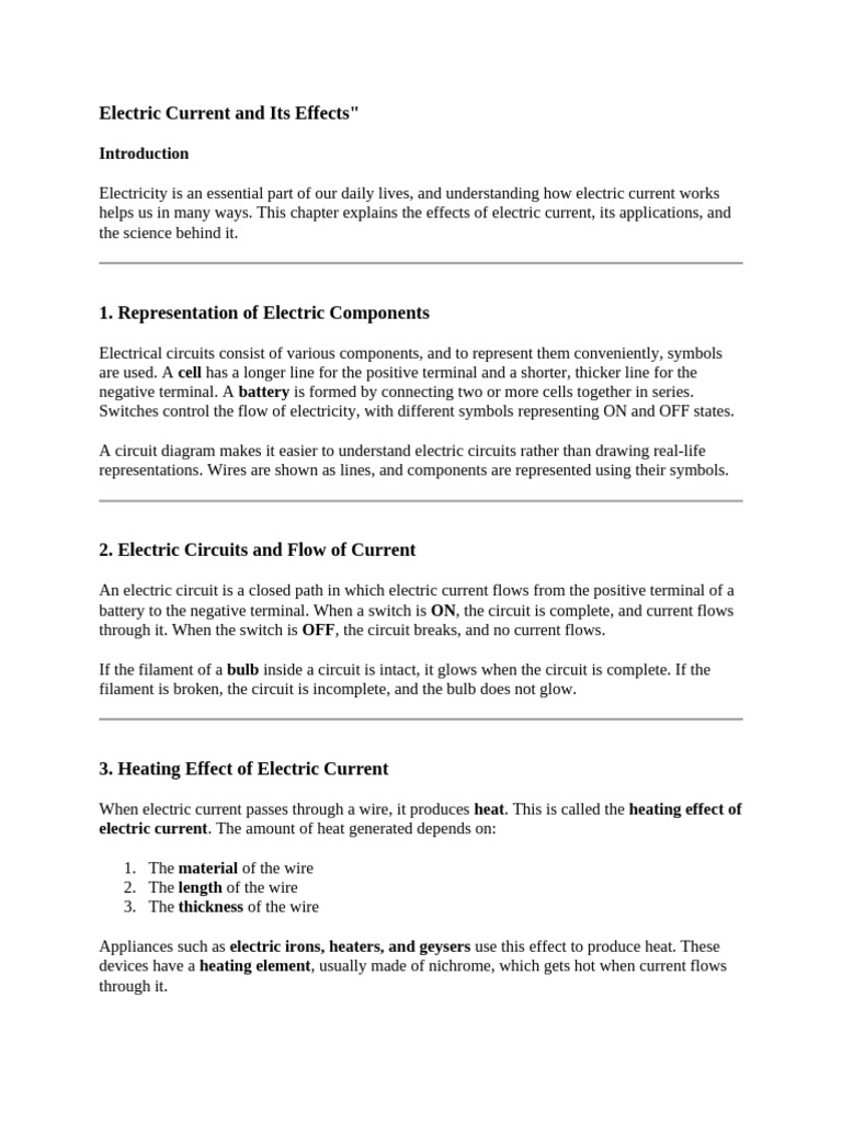 Electric Current: Effects & Applications | PDF | Incandescent Light ...