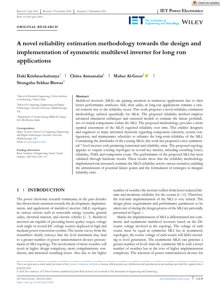 IET Power Electronics - 2025 - Krishnachaitanya - A Novel Reliability Estimation Methodology ...