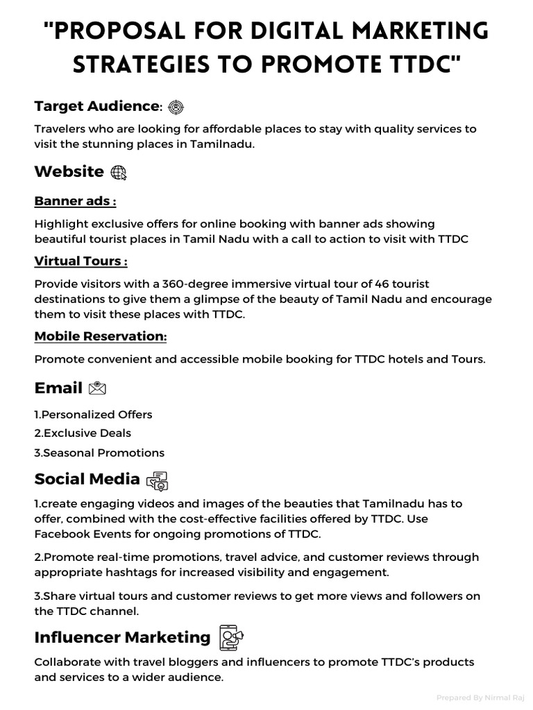 "Proposal for Digital Marketing Strategies to Promote TTDC" | PDF