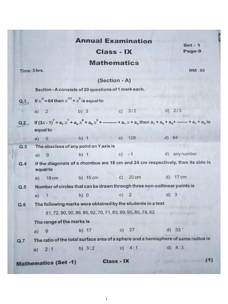 Maths Sample Paper | PDF
