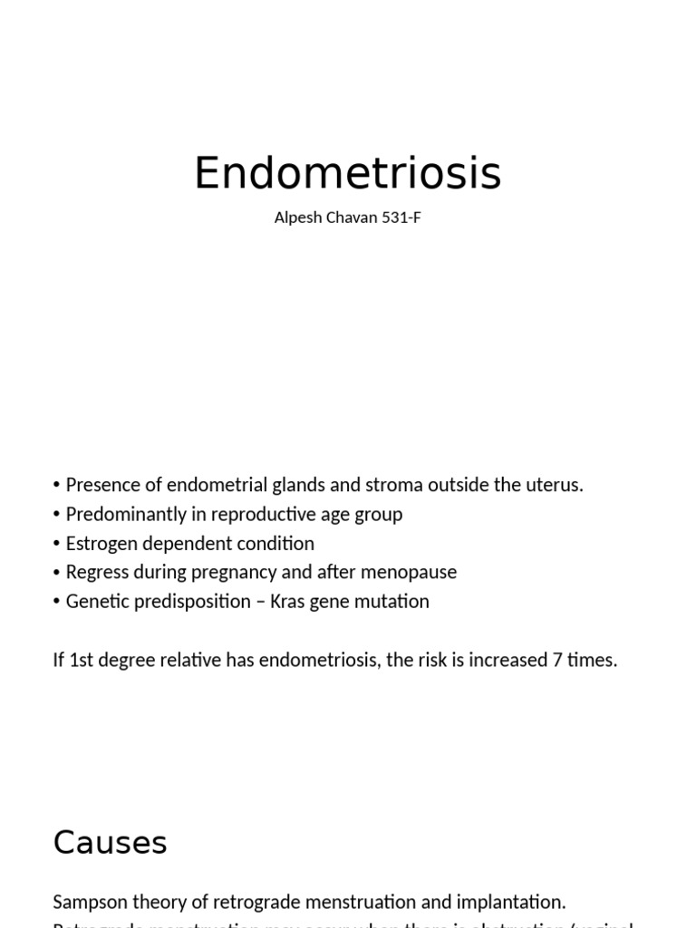 Endometriosis - Alpesh Chavan 531 F | PDF | Gynaecologic Disorders | Clinical Medicine