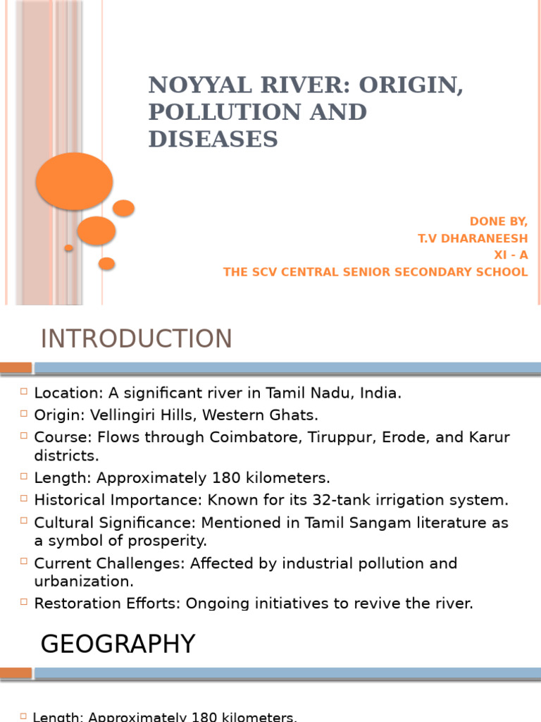 Dharaneesh T.V PPT (Noyyal River) | PDF | Water Pollution | River
