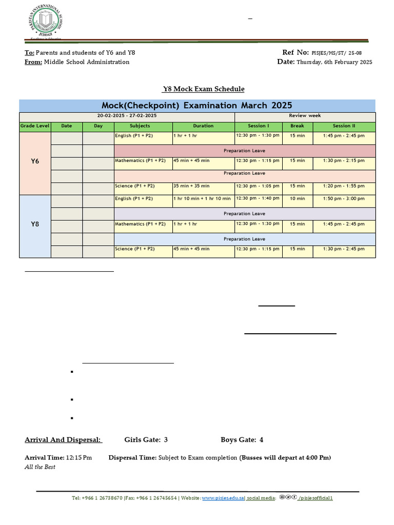 Mock Exam Y8 Syllabus Outline 1704810431 (1) 823141377 | PDF | Reading ...