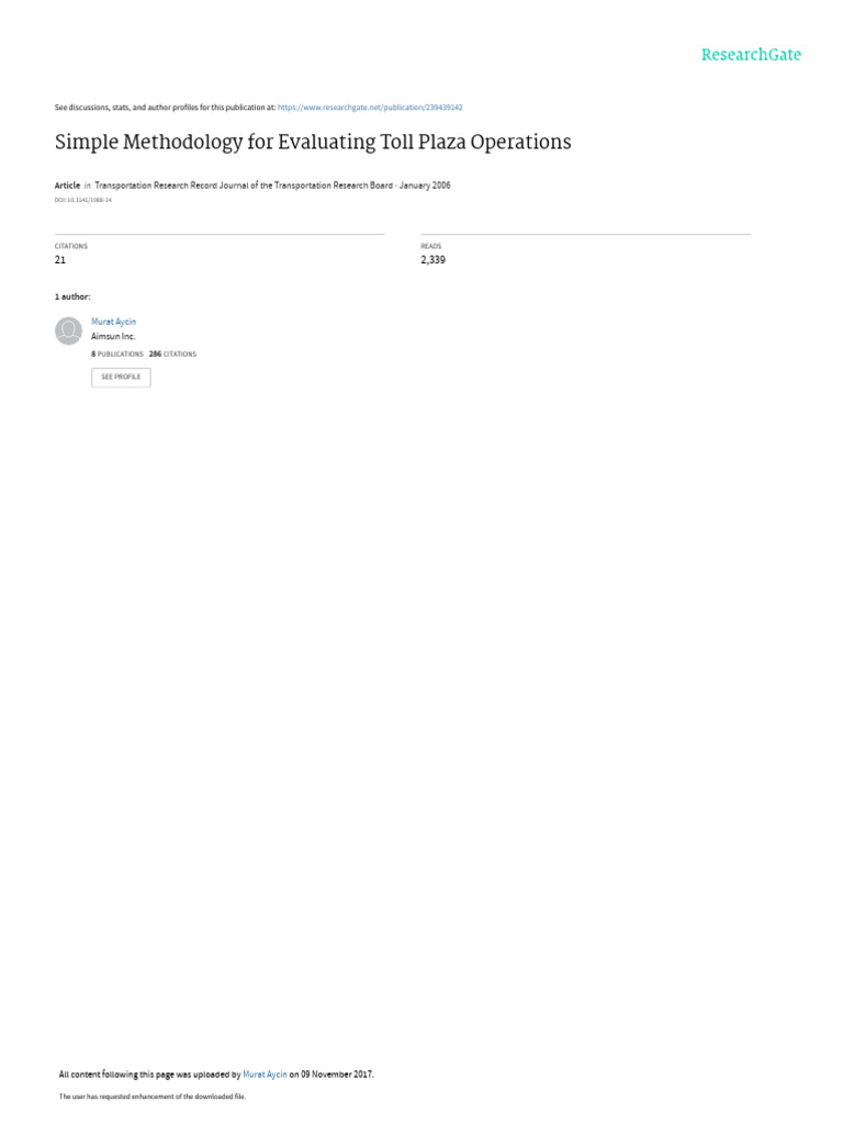 TRB Paper 06-0345 Revised | PDF | Toll Road | Transport
