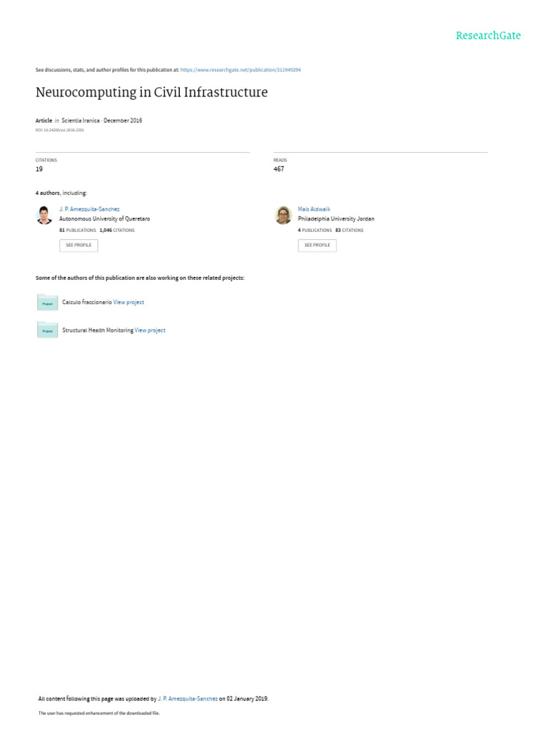 Neurocomputing in civil infrastructure | PDF | Mathematical ...