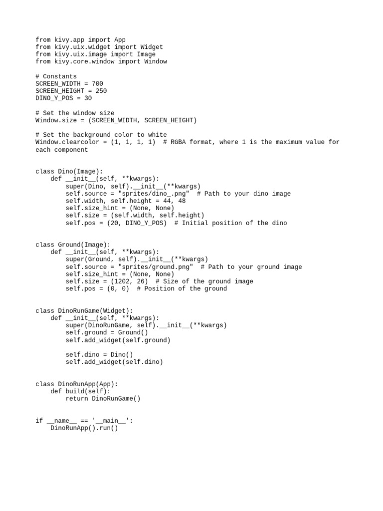 Kivy Dino Game Setup | PDF