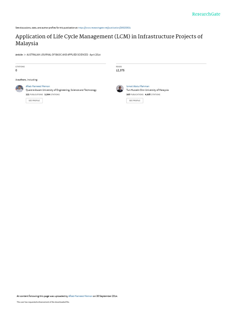 Malaysian Infrastructure LCM Study | PDF | Life Cycle Assessment | Project Management