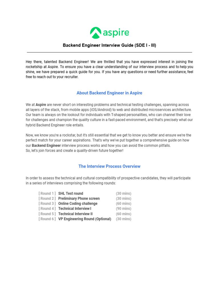 Backend Engineer Interview Playbook | PDF | Computer Programming | Reason