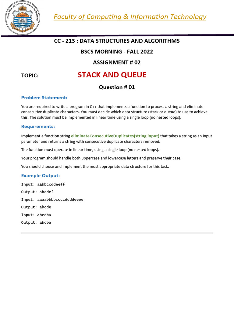 Assignment # 02 - DSA | PDF | Computer Programming | Algorithms And Data Structures