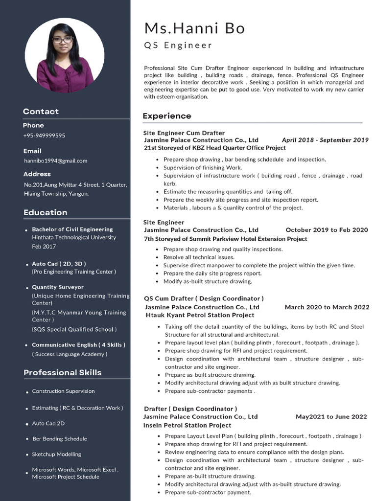 8.5 Hanni Bo QS CV Form | PDF