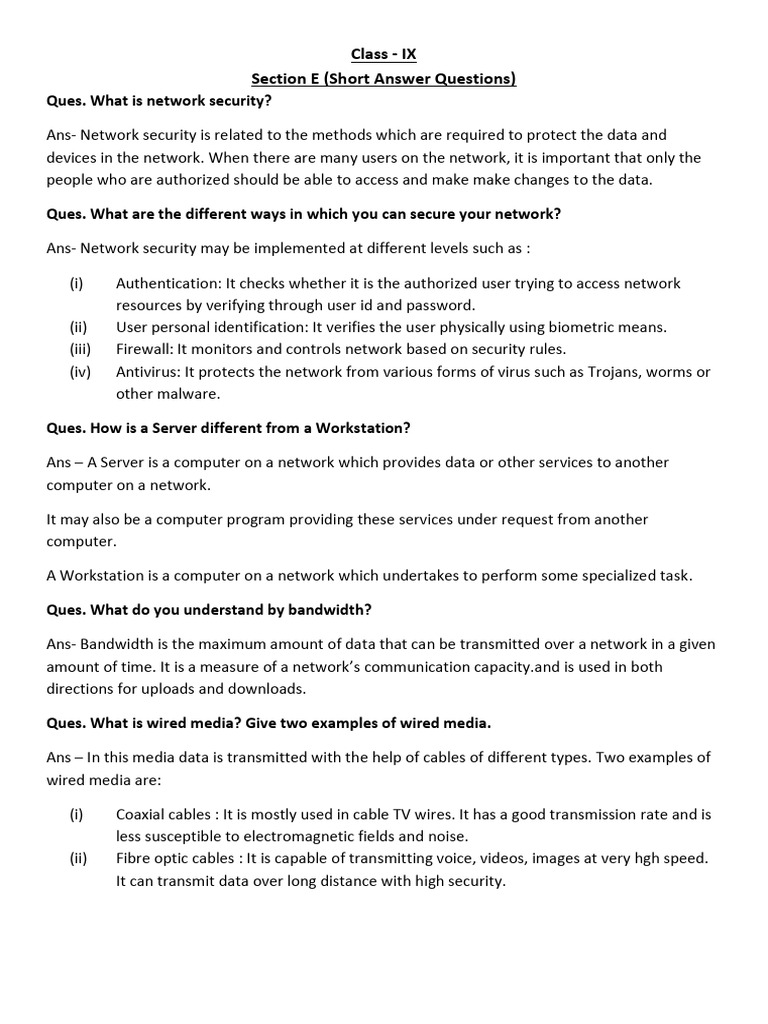 sds - class IX-1 | PDF | Transmission Medium | Computer Network