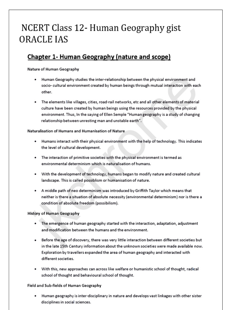 Human Geography Class 12 Summary | PDF | Agriculture | Livestock