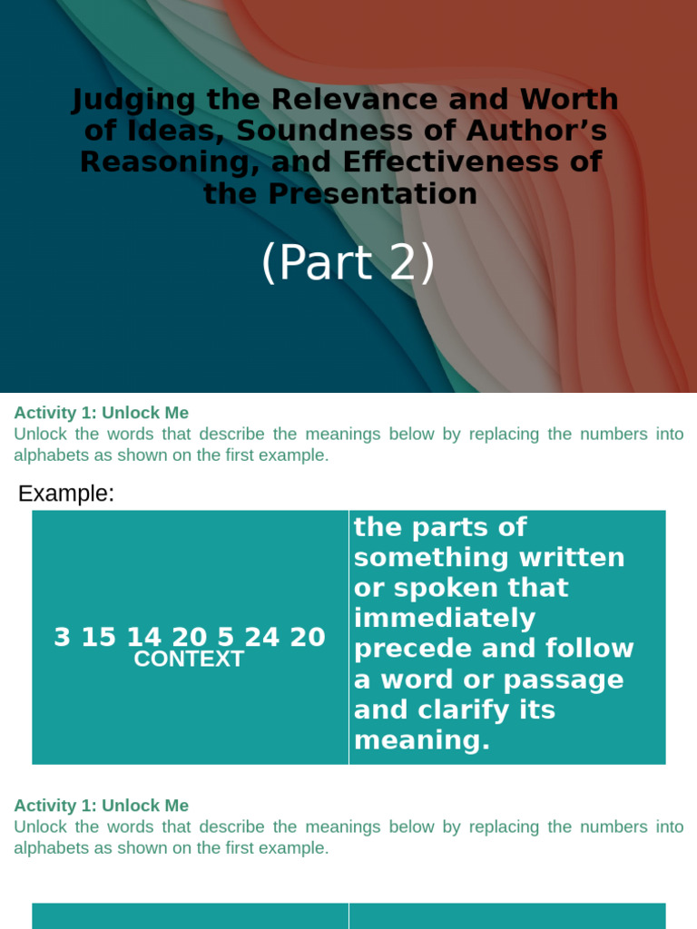 Evaluating Ideas and Reasoning Effectiveness | PDF